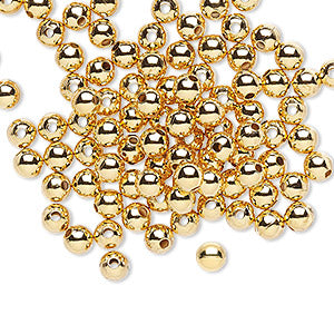 Gold Round Beads- Base Metal – Mountain Gems Burnaby